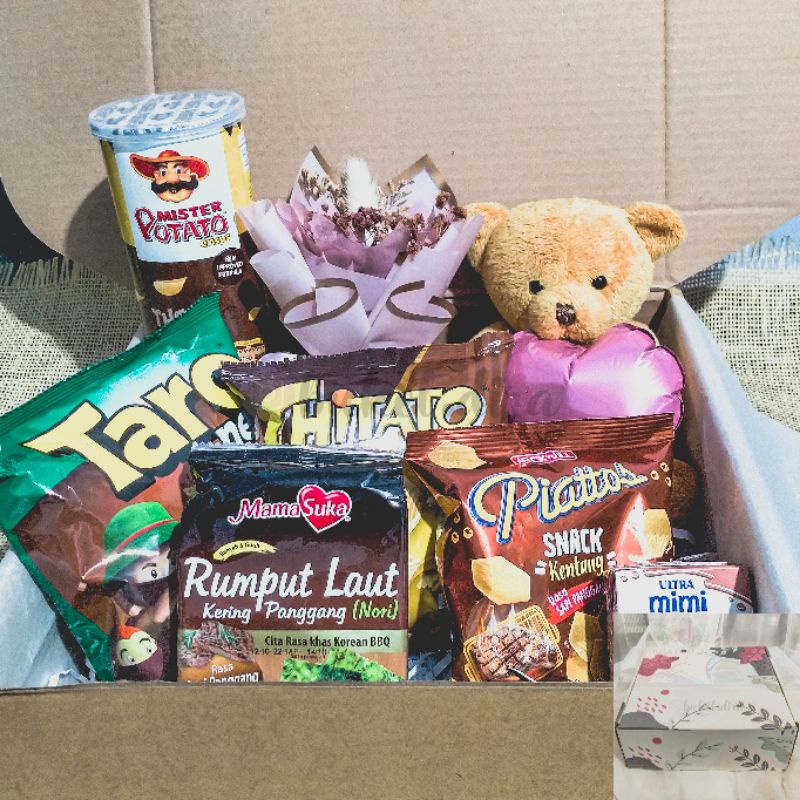 Jual box of happiness - snack box series tema warna COKELAT gift box hampers snack free kartu ...