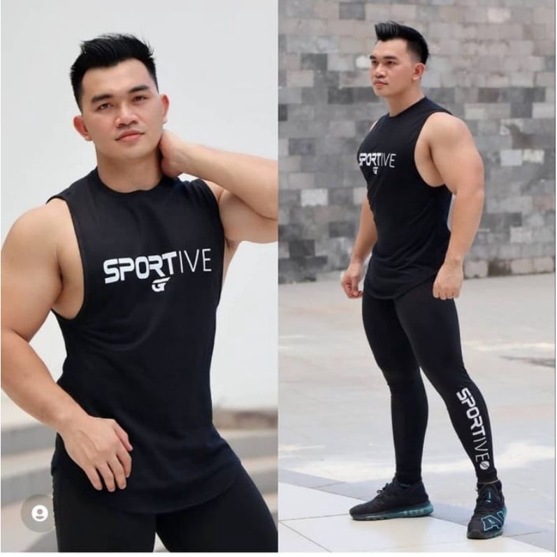 Jual BAJU SINGLET PRIA POLOS GYM MUSCLE CUT SPORTIVE | Shopee Indonesia