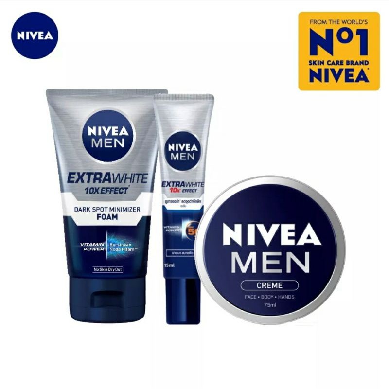 Jual Nivea Men Extra Bright Anti Dark Spot Harga Satuan Facial Foam 100ml / Moisturizer 75ml ...