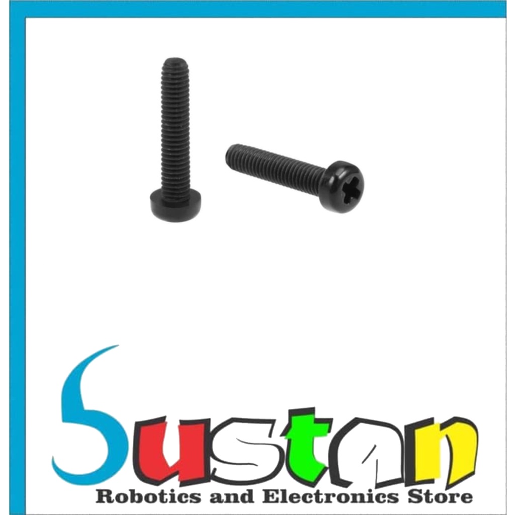 Jual BAUT 2MM M2X10 M2X10MM BLACK HEAD ROUND CROSS METAL SCREW HIGH ...