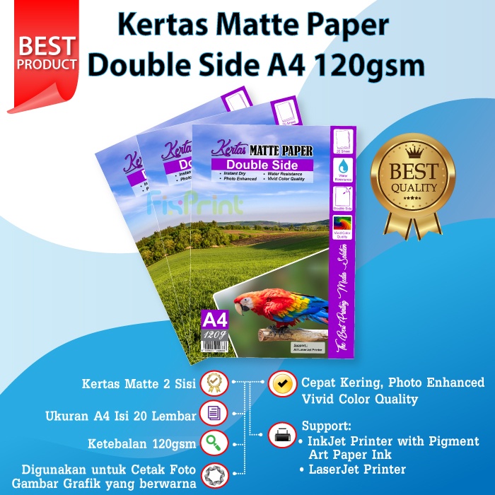 Jual Kertas Matte Paper Double Side A4 120gsm, Kertas Matte Printer A4 ...