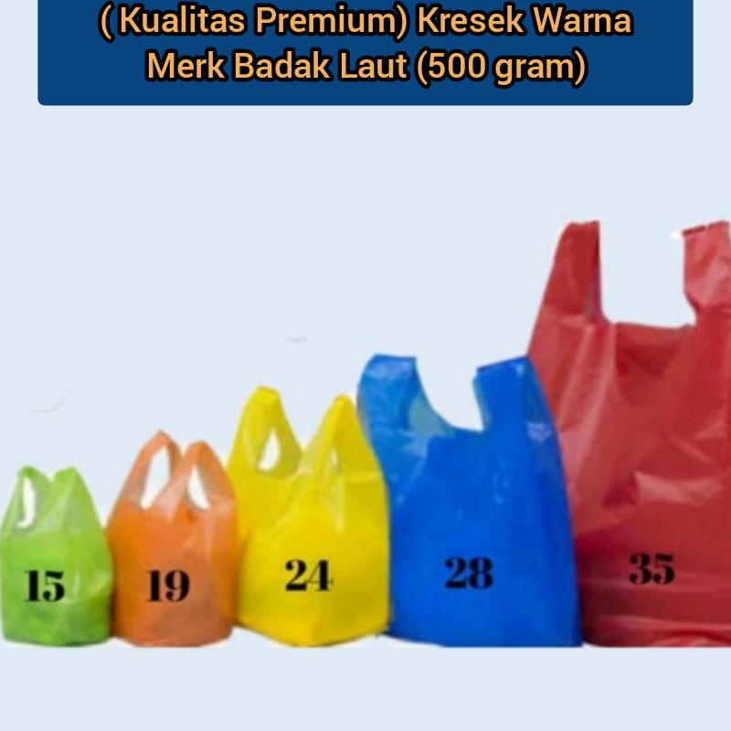 Jual (Bahan Premium) Kantong Plastik Kresek Warna Merk Badak Laut ...