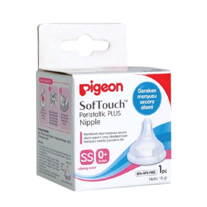 Jual Pigeon Soft Touch Peristaltic Plus Nipple wide Neck - Dot isi 1 pcs SS/S/M/L/LL | Shopee ...