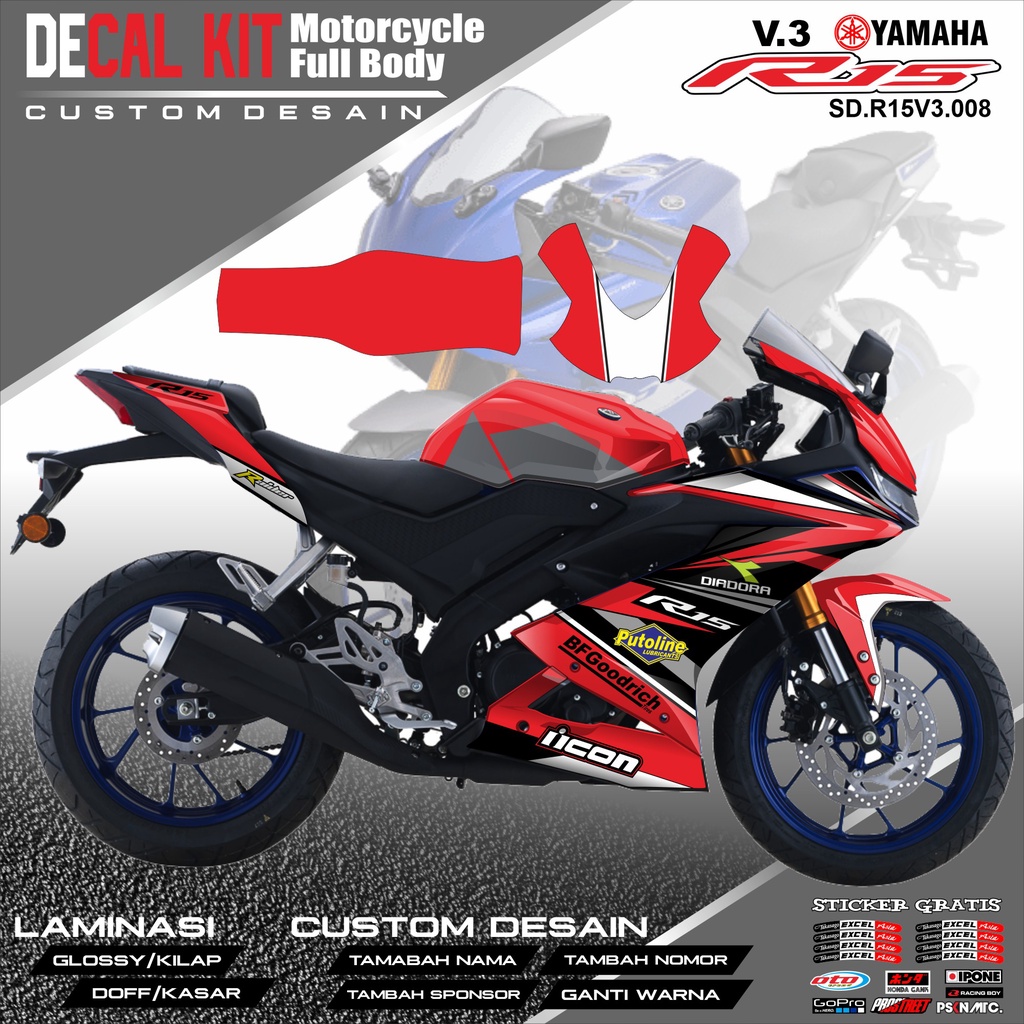 Jual Decal R15 V3 - Dekal Stiker Striping Fullbody Fullblock List ...