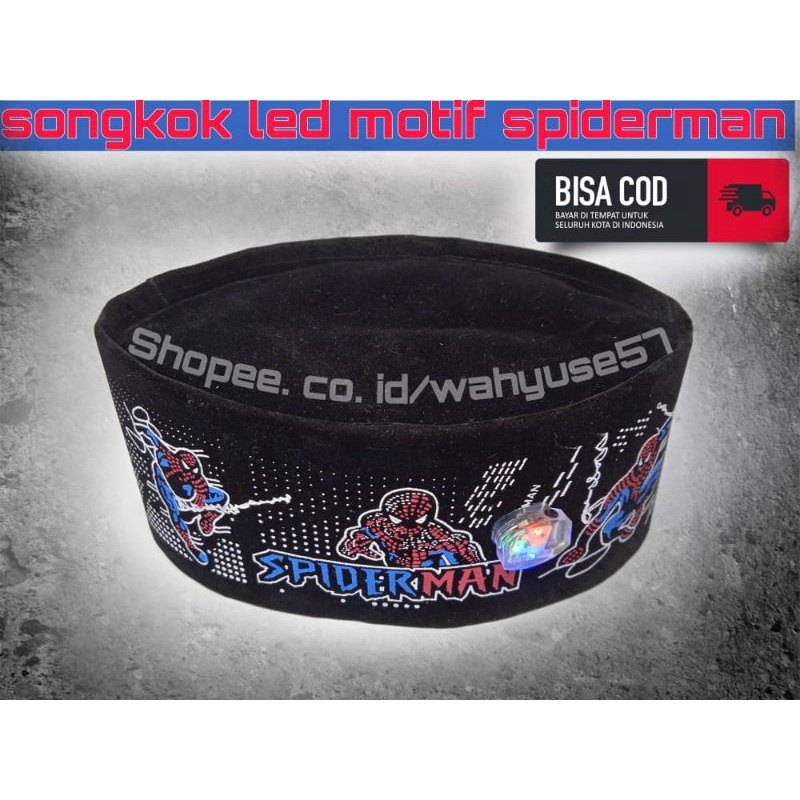 Jual Peci/Songkok/Kopyah LED GRATIS NAMA ANAK Motif Karakter masjid ...