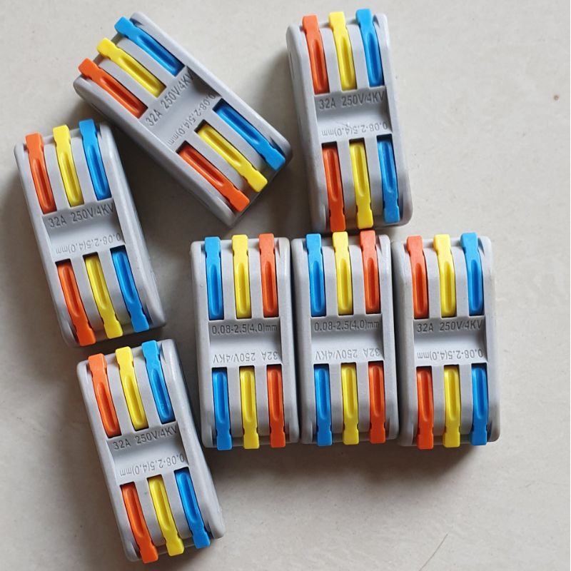 Jual Konektor Sambung Kabel Terminal Block Lever Cage clamp 3 Wire ...