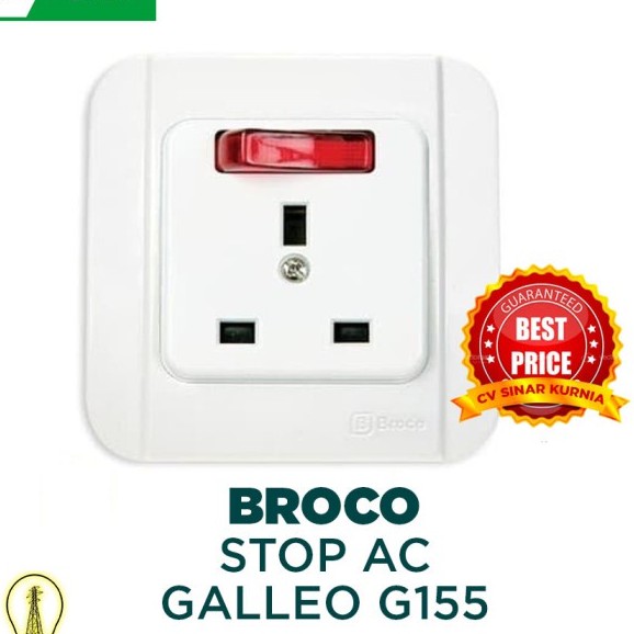 Jual BROCO STOP KONTAK AC GALLEO G155-55S WHITE SOCKET 3P 3PIN BEST SNI | Shopee Indonesia