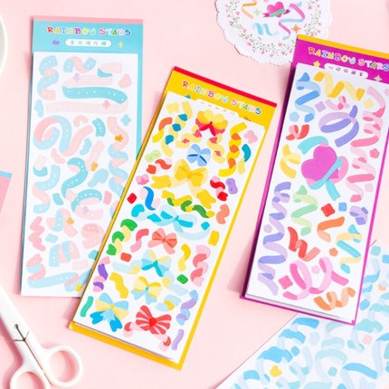 Jual KIANDAA SS0045 3 Lembar Stiker Seri Confetti Ribbon Sticker ...
