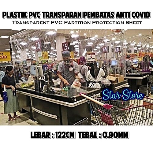 Jual Plastik Mika PVC Bening Pembatas Sekat Penghalang Covid 122cm 0.90mm | Shopee Indonesia