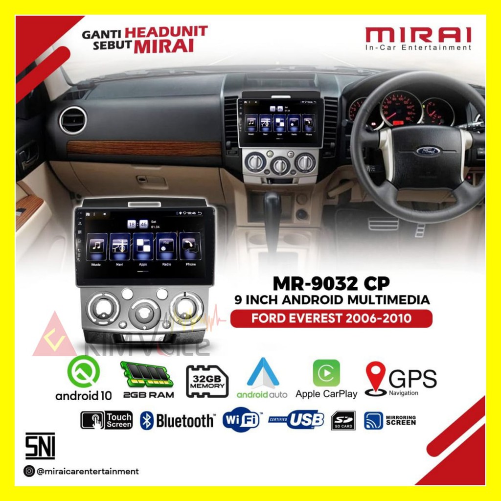 Jual Head Unit Android MIRAI 9 inch OEM Ford Ranger - Everest - Mazda ...