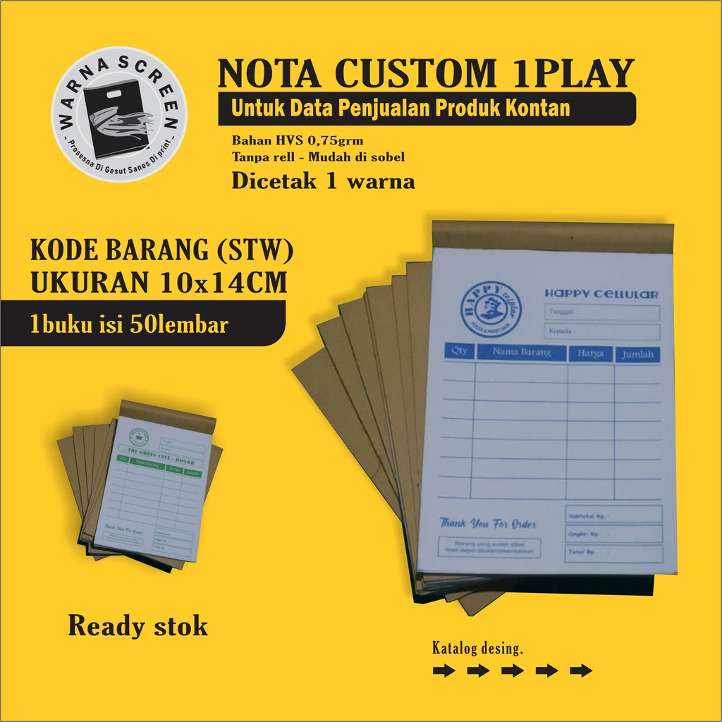 Jual NOTA CUSTOM | BUKU BON CUSTOM 10X14 CM (STW) | Shopee Indonesia