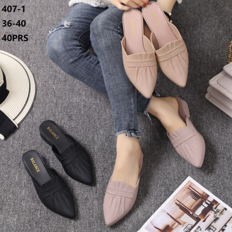 Jual DLA - SANDAL WANITA SELOP JELLY SENDAL SLOP KARET FLAT CEWE KERUT ...