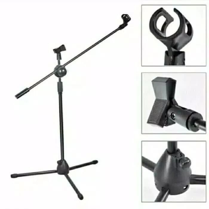 Jual Stand Microphone + Mic Holder / Stand Mic Lantai Tripod Condenser | Shopee Indonesia