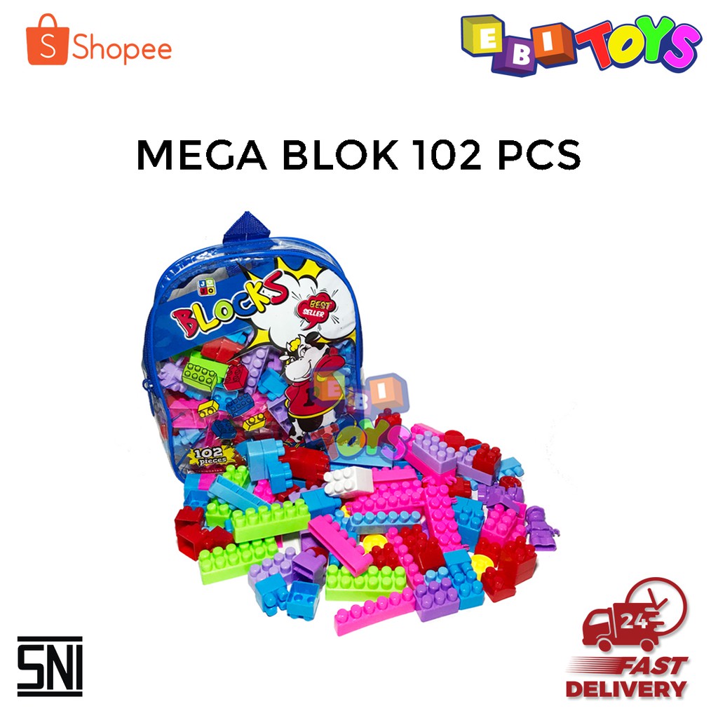 Jual Mainan Edukasi Anak Mega Blok Blocks Bricks 102 Buah 102 Pcs ...