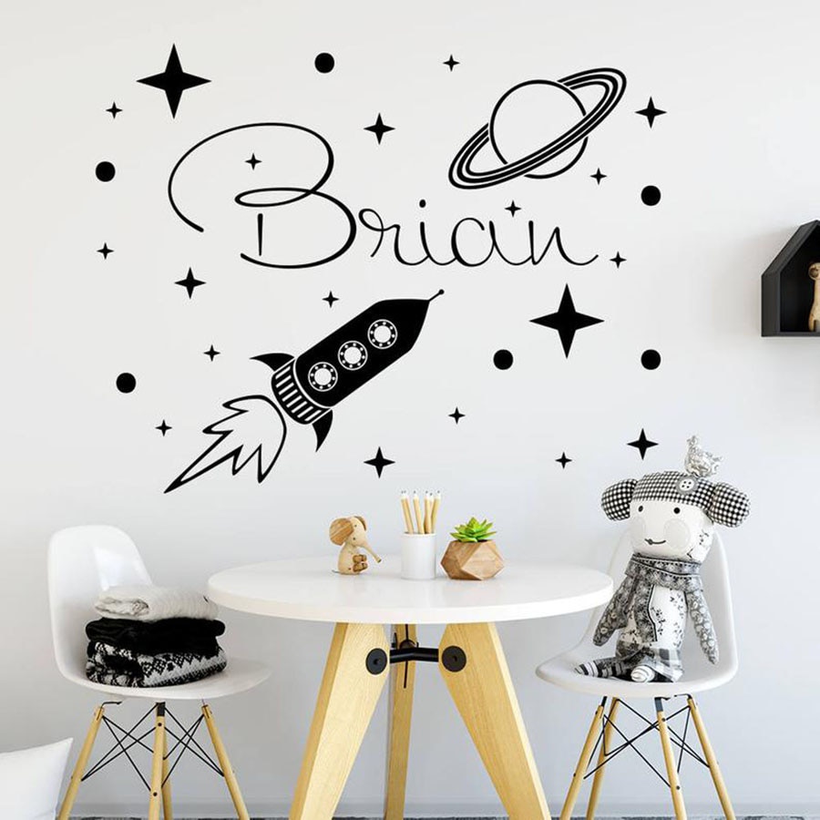 Jual Stiker Dinding Kamar Tidur Anak Boys Name Wall Decal Custom Name ...