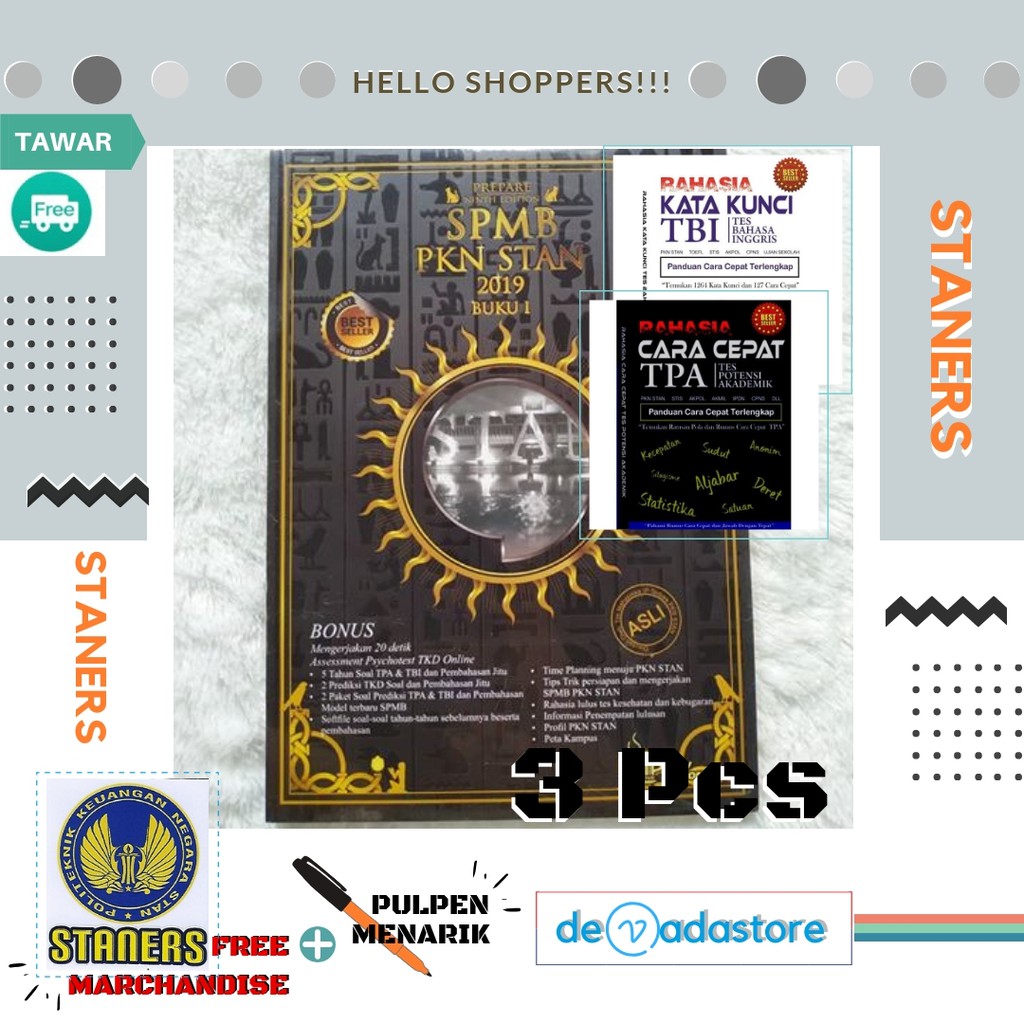 Jual NINTH EDITION Buku Latihan Soal STAN 2019 + TPA + TBI . GRATIS ...