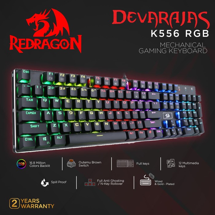 Jual Redragon K556RGB Mechanical Gaming Keyboard RGB DEVARAJAS | Shopee ...