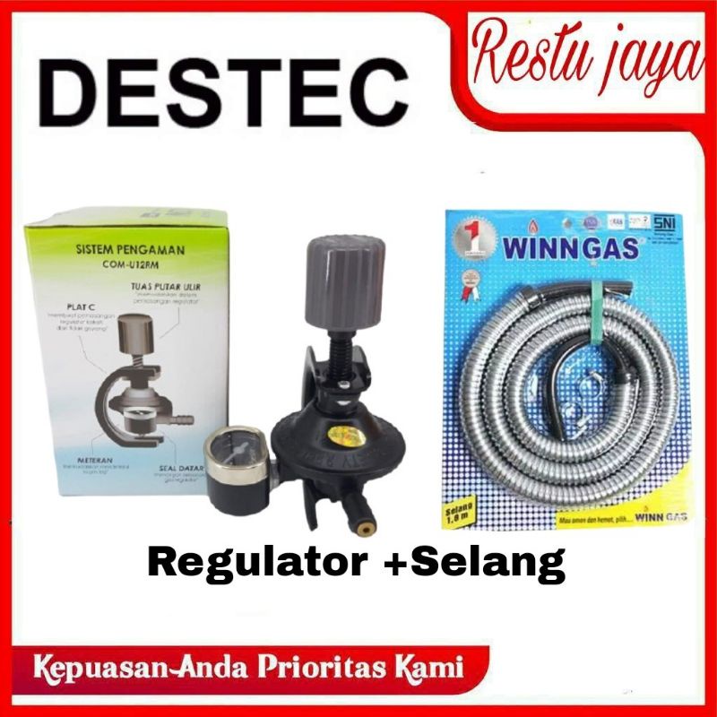 Jual REGULATOR GAS ELPIJI DESTEC COM-U12RM METER+SELANG FLEXSIBEL ...