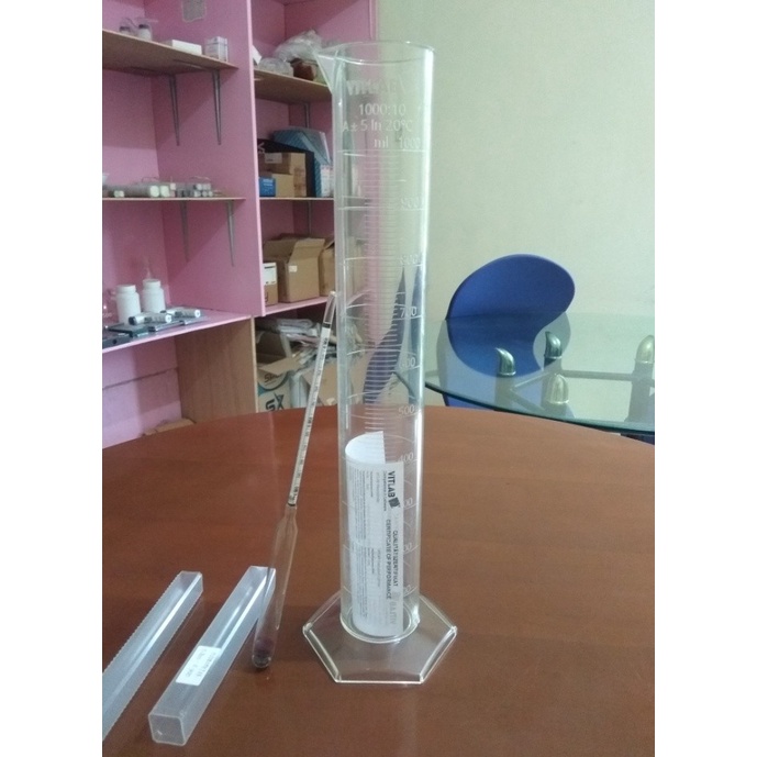Jual Hydrometer Density Solar Alla France Plus Gelas Ukur PMP 1L Vitlab ...