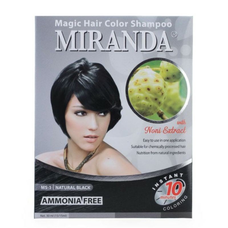 Jual Miranda Magic Hair Color Shampoo Noni Extract MS-1 Natural Black ...