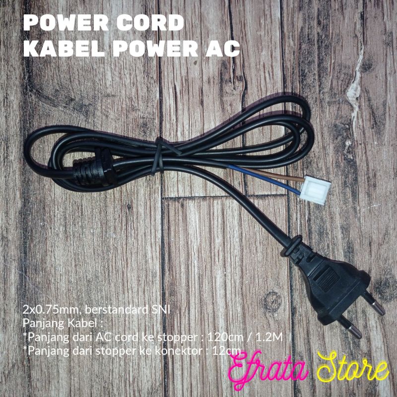 Jual Kabel Power AC 1.2M 2x0.75mm SNI untuk TV Monitor Audio Video ...