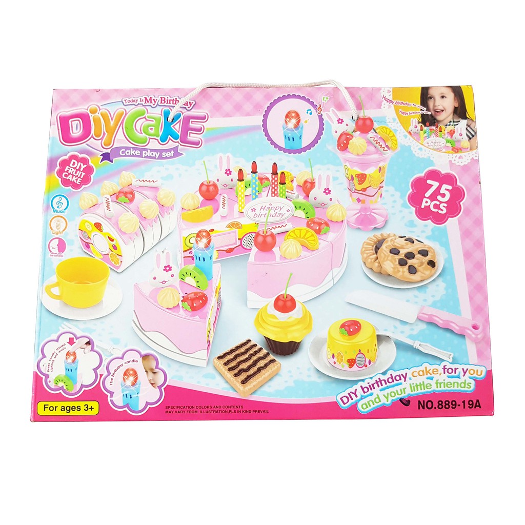 Jual Mainan Anak Kue Ulang Tahun DIY Fruit Cake Set 75 Pcs | Shopee ...