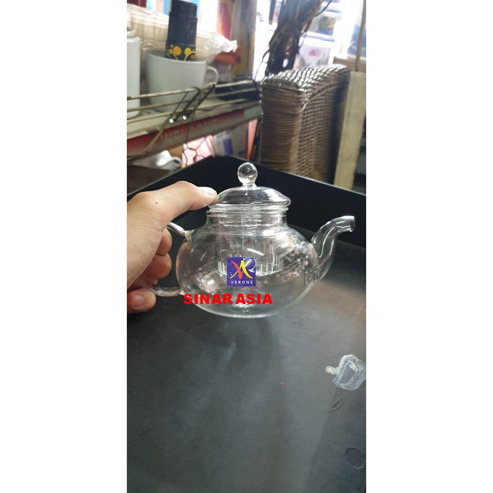 Jual Teko Teh Beling Kaca Transparan Glass Tea Pot 400ml Verone ...