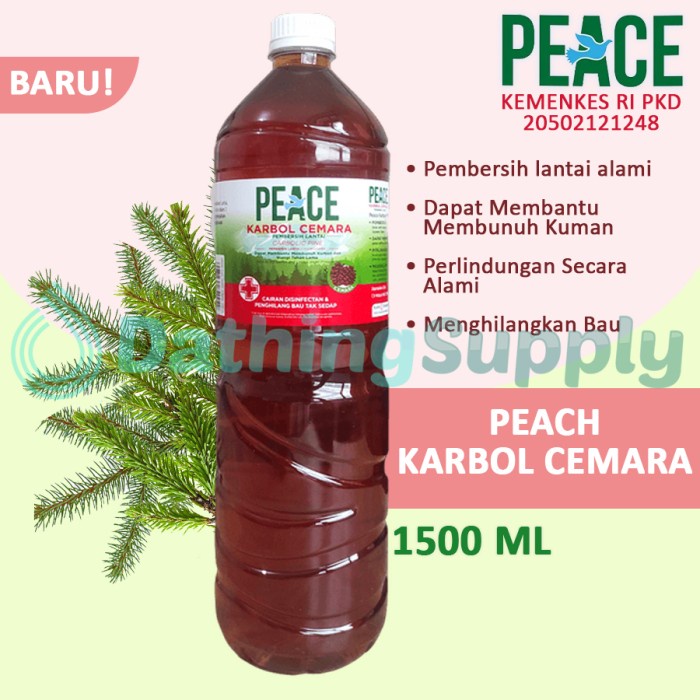 Jual Peace Karbol Cemara 1500 ML Botol 1.5 Liter / Cairan Pembersih ...