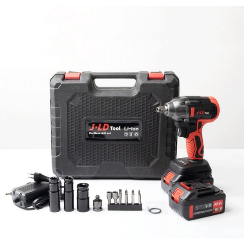 Jual JLD IMPACT WRENCH CORDLESS - MESIN BOR 48V 2 BATERAI JV88 J.LD TOOL MERAH | Shopee Indonesia