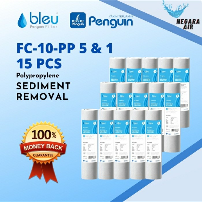 Jual paket filter air penguin sumur/pdam Catrdige 10" PP 15 PCS ...
