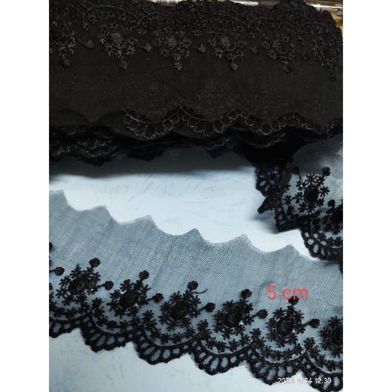 Jual RENDA nylon hitam renda bordir renda kain kaca renda pinggir bunga ...