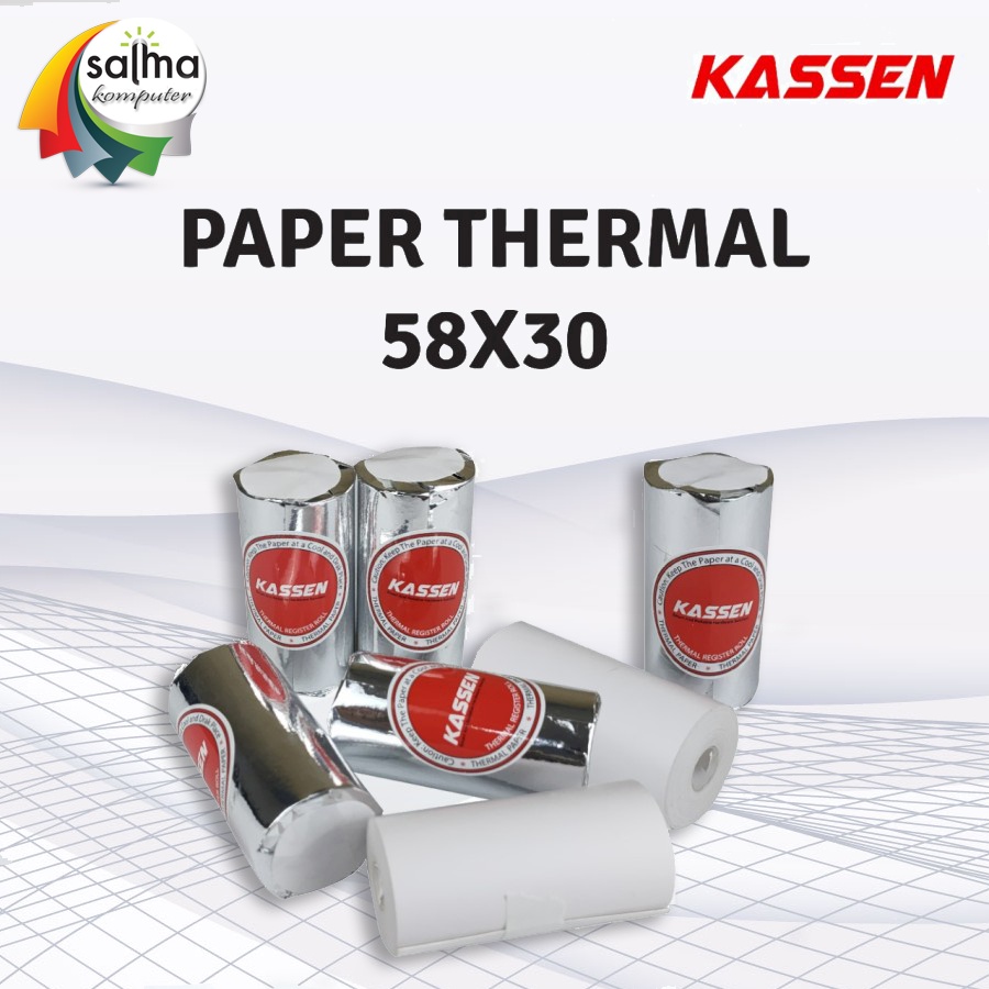 Jual KASSEN KERTAS THERMAL PAPER ROLL UKURAN 58 x 30/PAPER THERMAL ...