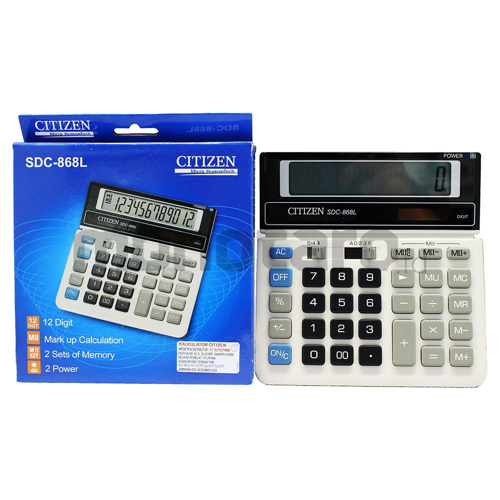 Jual Kalkulator CITIZEN SDC 868 L Kalkulator 12 Digit Sudah Termasuk ...