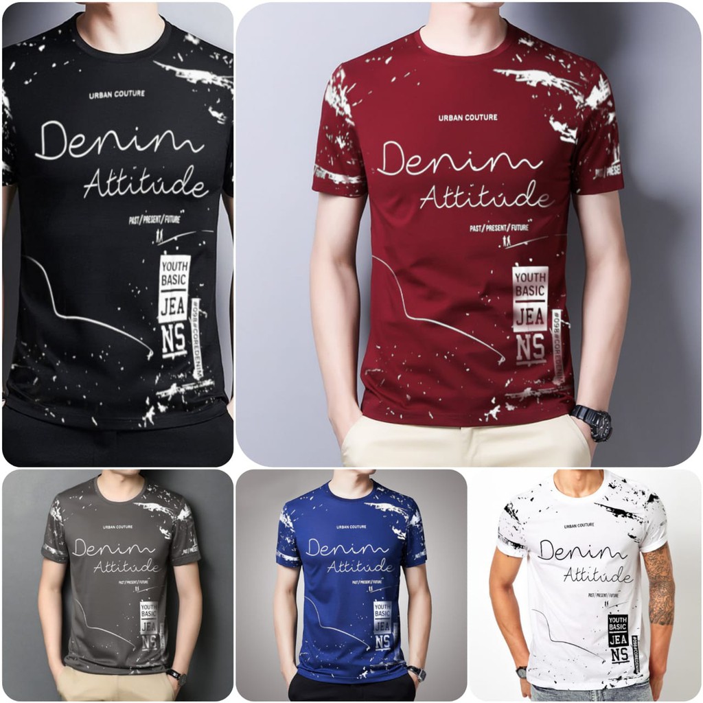 Jual SN - BAJU KAOS PRIA LENGAN PENDEK DENIM 5 WARNA TERLARIS | Shopee Indonesia