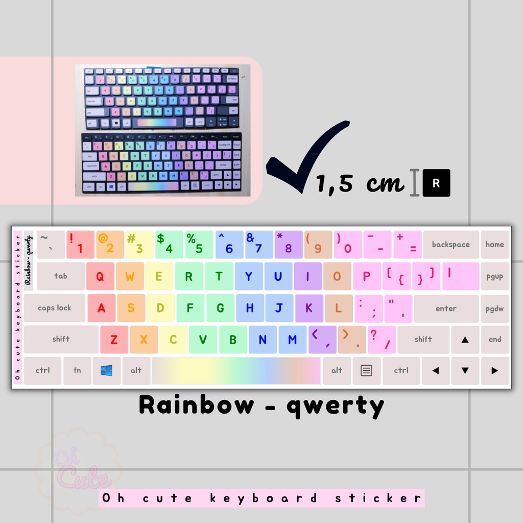 Jual Rainbow Keyboard Sticker 4 Models for Windows Vynil Laminated - Oh ...