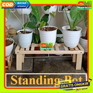 Jual Rak Pot Bunga model lurus Tatakan Pot Standing Pot Rak Kayu ...
