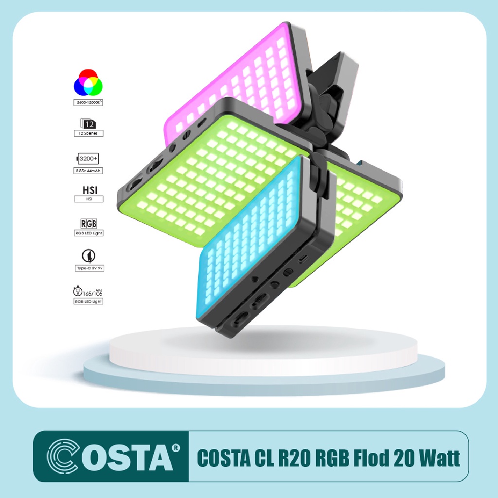 Jual COSTA CL-R20 RGB Flod 1100 Lumen LED Video Studio Lighting Compact ...