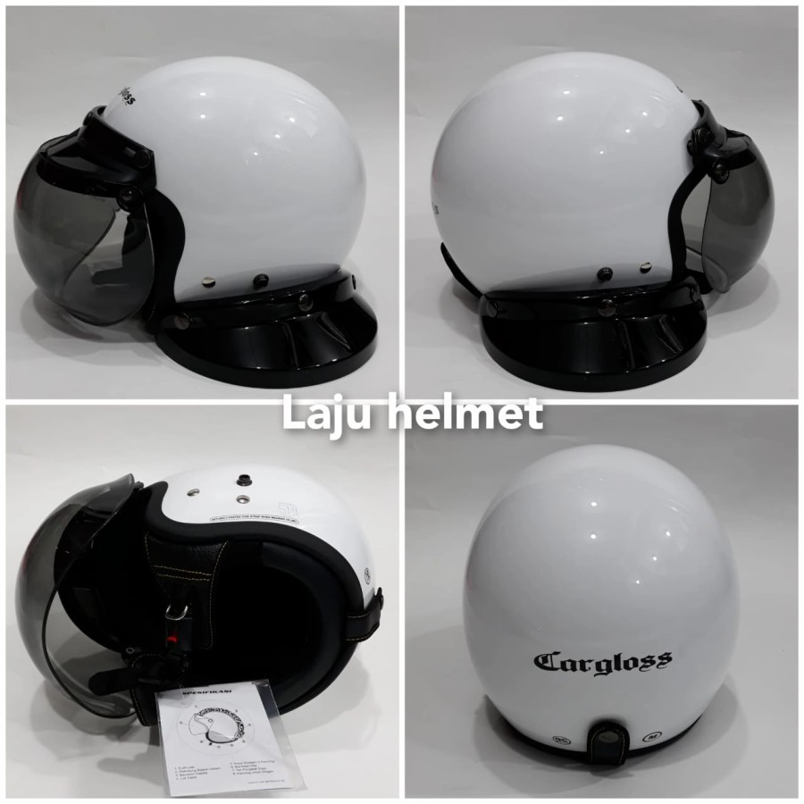 Jual HELM CARGLOSS CARGLOS RETRO WHITE KACA CEMBUNG | Shopee Indonesia