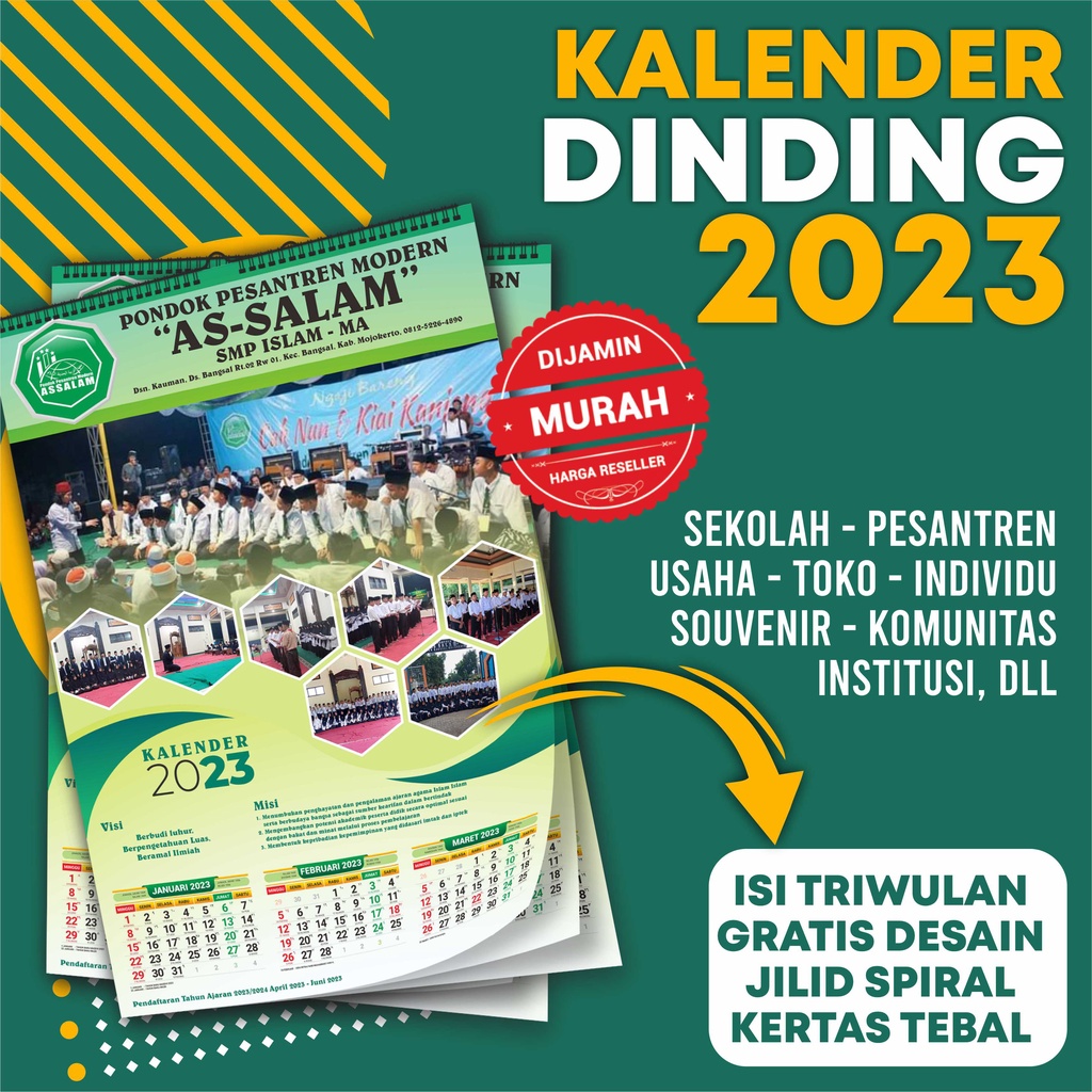 Jual Kalender Dinding 2023 Custom / Kalender Sekolah / Kalender ...