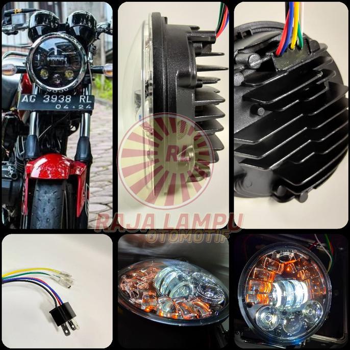 Jual LAMPU DEPAN MOTOR DAYMAKER BULAT HEADLAMP HARLEY LED PREDATOR CB ...
