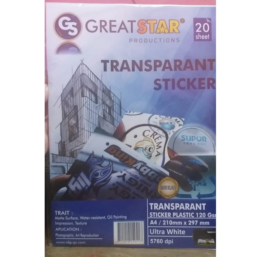 Jual Sticker Kertas Stiker Transparan Glossy Waterproof 20 Lbr A4 ...