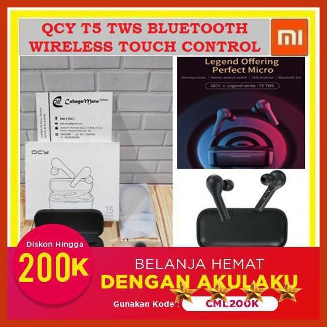 Jual CahayaMataCell QCY T5 Headset Bluetooth TWS 5.0 Wireless Earphone Touch Control IPX5 ...