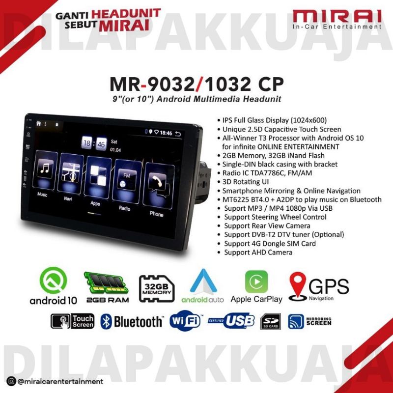Jual Head Unit Android OEM Mirai 10inch Head Unit Mobil Android MR ...