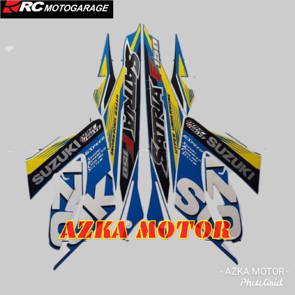 Jual Sticker Striping suzuki Satria F 150 2015 biru kuning / striping ...