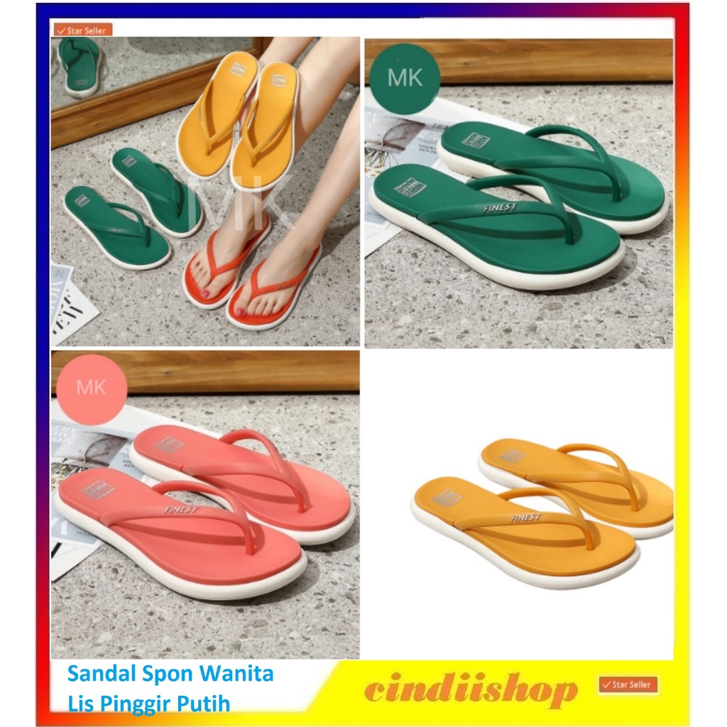 Jual Sandal Jepit Wanita Lis Pinggir Putih Sendal Japit Cewek Dewasa ...