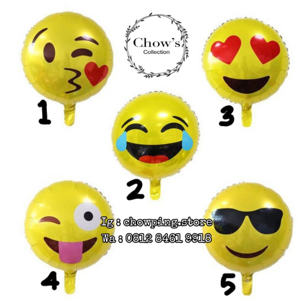 Jual Balon Foil Bulat Karakter Emoji / Foil Ekspresi / Emoticon ...