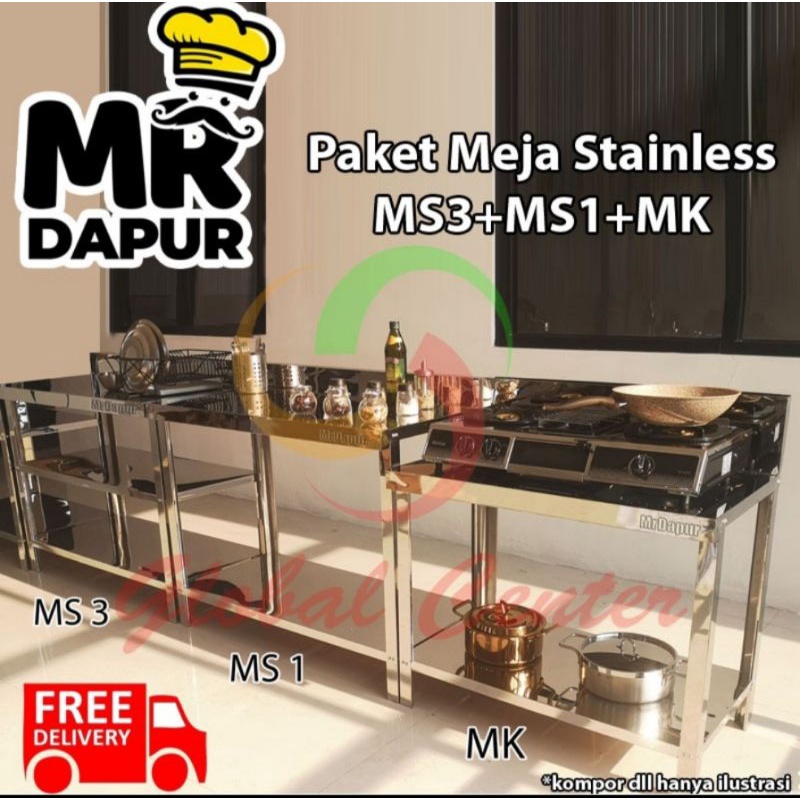 Jual PAKET HEMAT MEJA DAPUR STAINLESS MR DAPUR BERAT ASLI MS3 MS1 DAN MK ORIGINAL | Shopee Indonesia