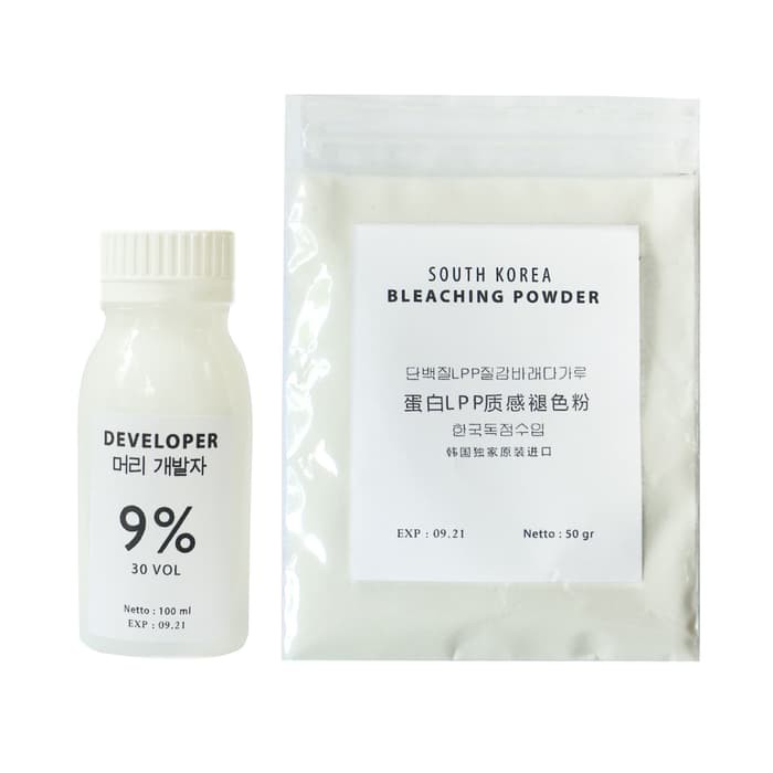 Jual BK KOREAN BLEACH POWDER 50 gram + developer 100 ml bubuk bleach ...