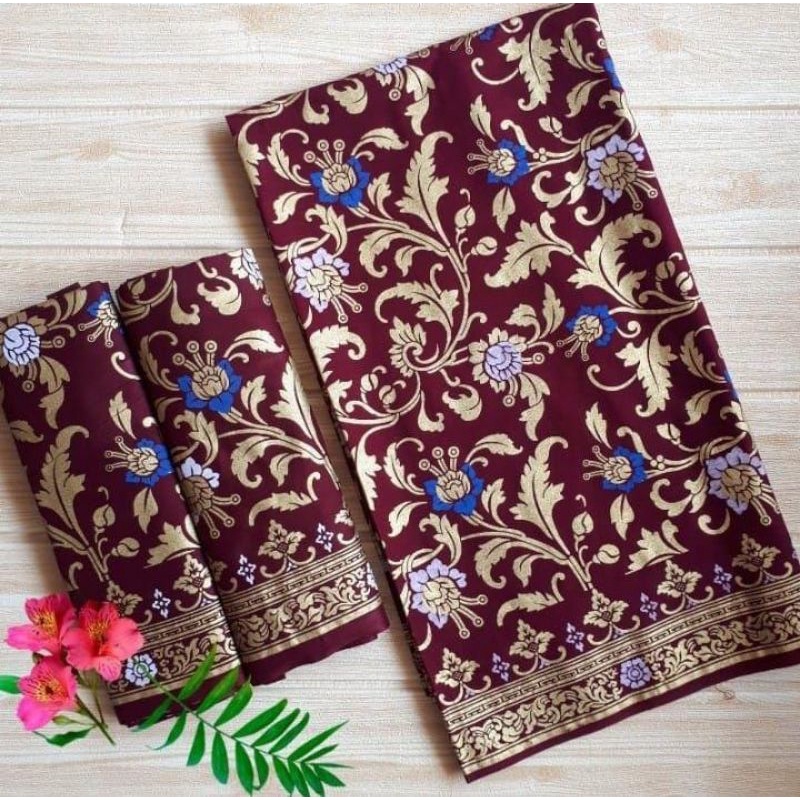 Jual kain batik prada emas bunga bakong songket palembang | Shopee ...