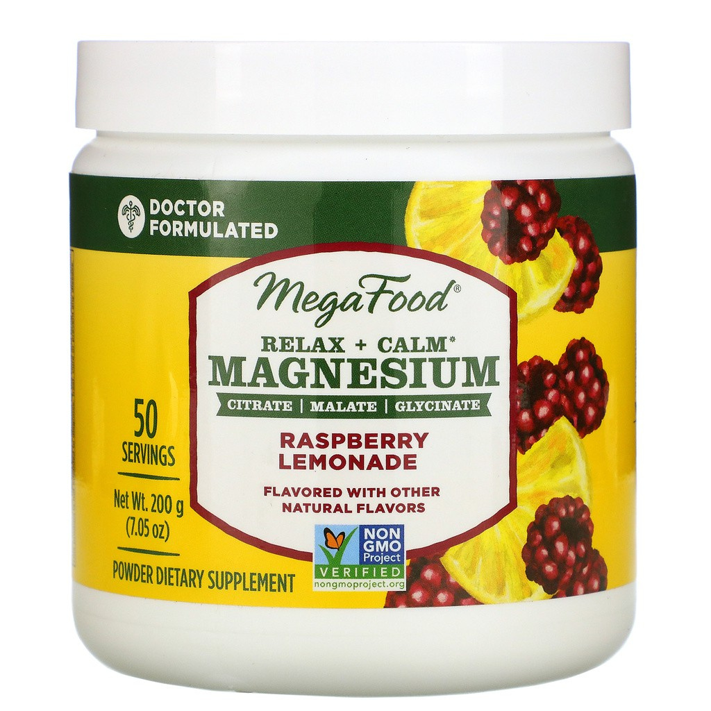 Jual USA MegaFood, Relax + Calm Magnesium, Raspberry Lemonade, 7.05 oz ...